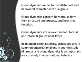 Group dynamics | PPTX