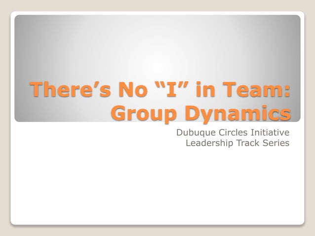There's No "I" In Team: Group Dynamics | PPTX