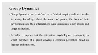 Group Dynamics: Lets Talk About It