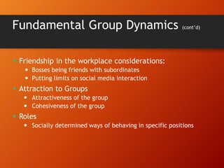 Group dynamics and Team work | PPTX