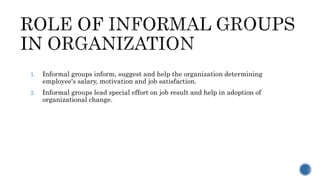 Types of Groups. Need for formation of Group. Formal group and Informal ...