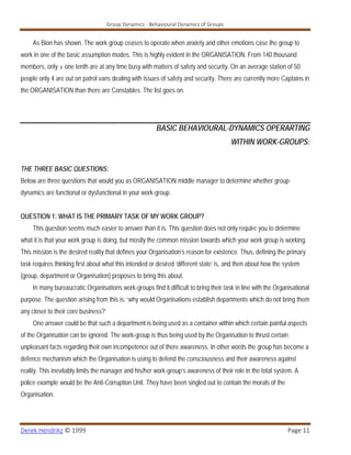 Group dynamics - behavioural dynamics of groups by Derek Hendrikz | PDF