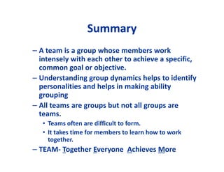 Group dynamics & team building | PDF