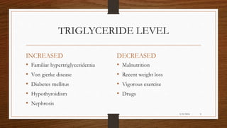 LIPID PROFILE: VARIATIONS PREDISPOSING TO COMMON CLINICAL DISORDER | PPTX