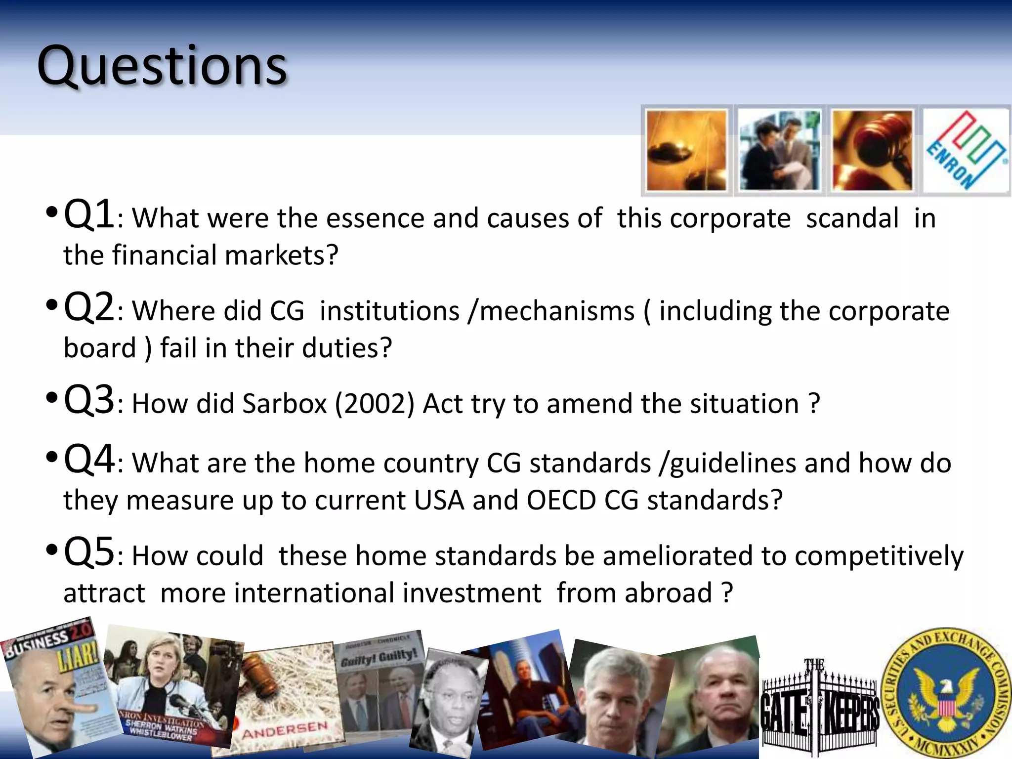 Enron - Corporate Governance - Scandal - Nesr | PPTX