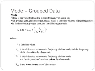 Mode Formula For Grouped Data