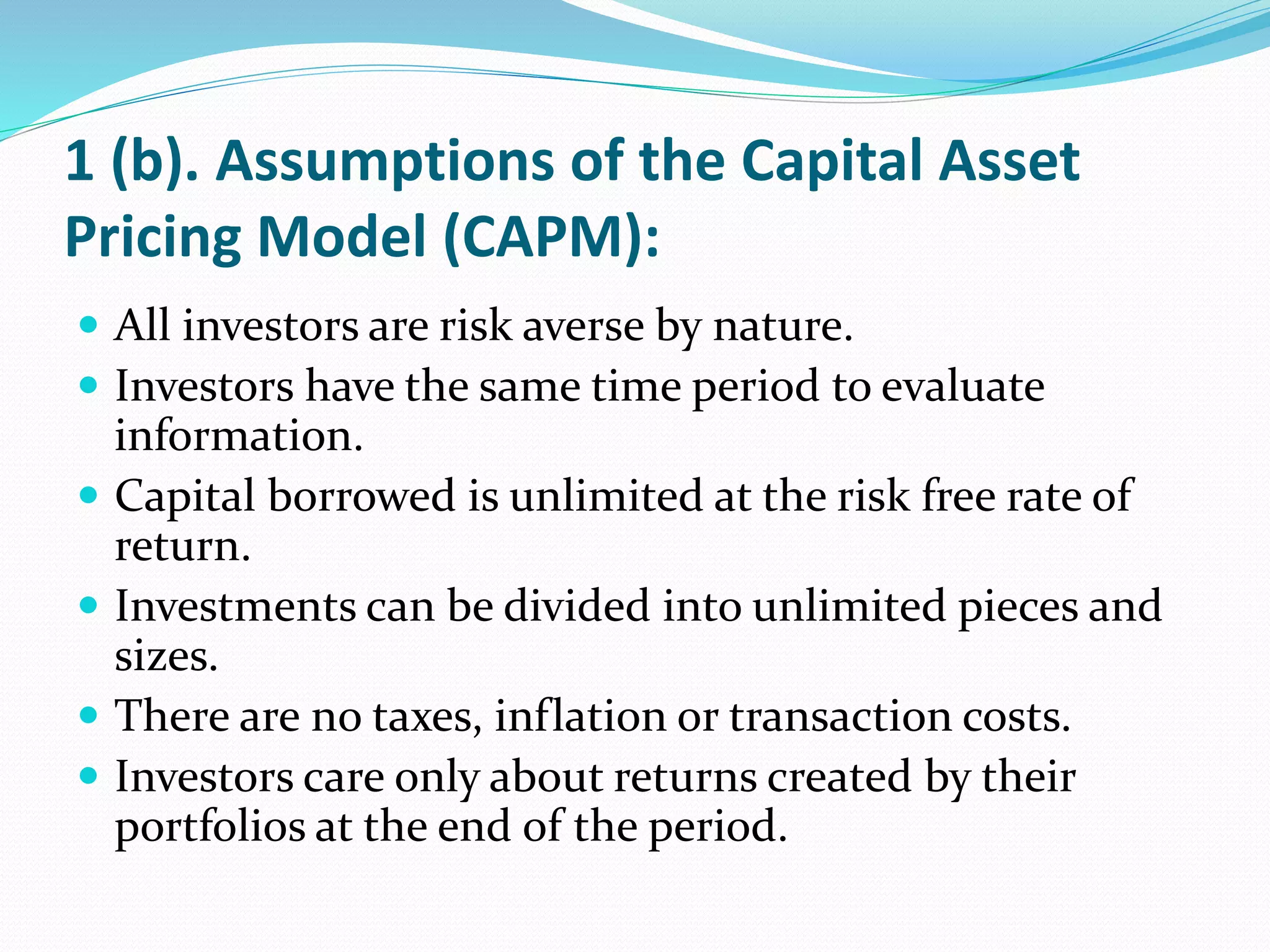 Financial Management: Capital Asset Pricing Model (CAPM) | PPTX
