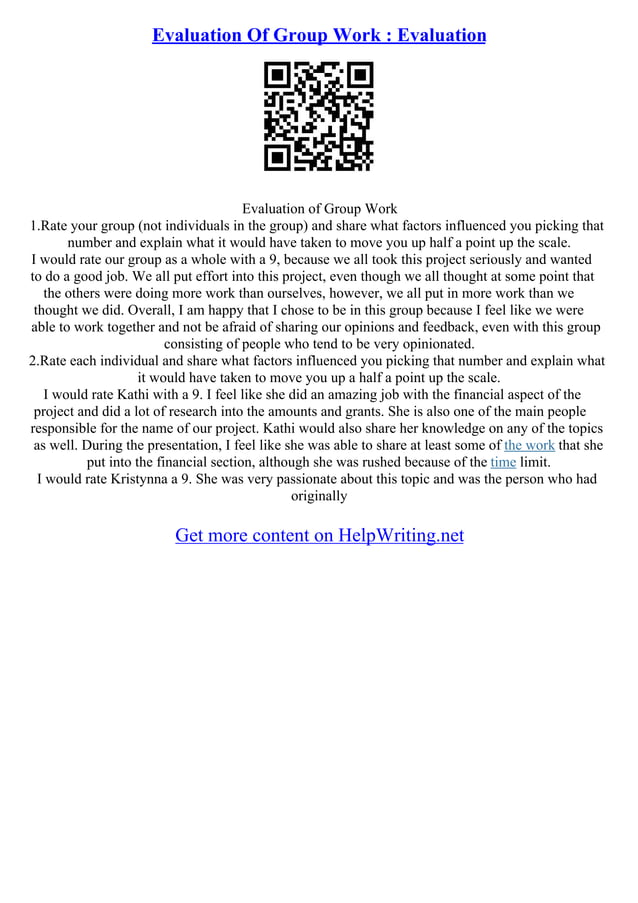 Group Evaluation Essay | PDF
