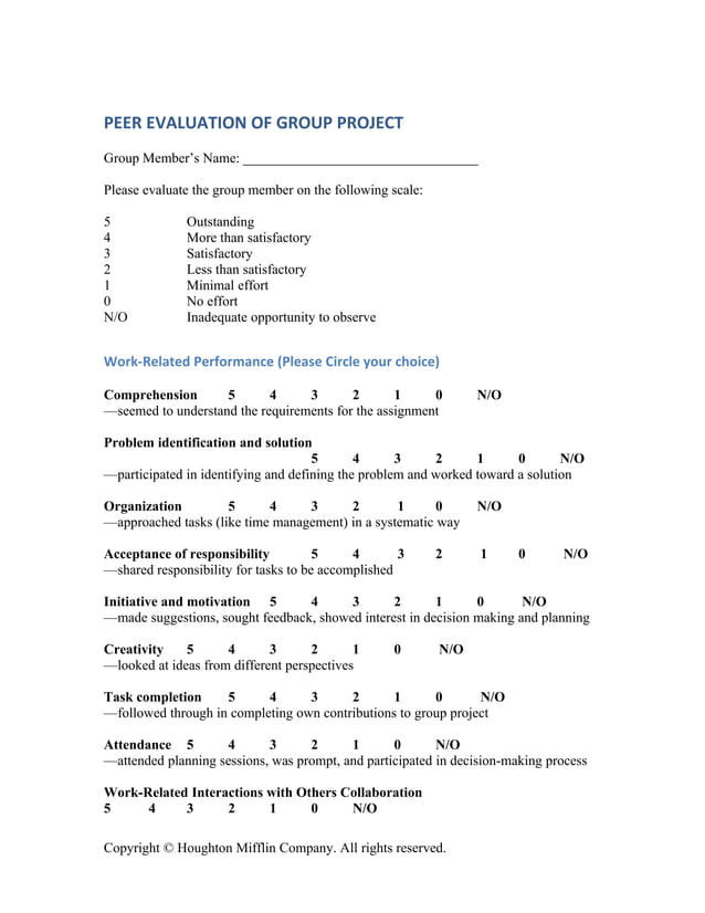 Group evaluation form | PDF