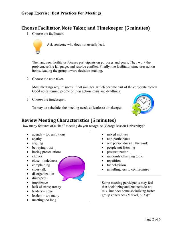 Group Exercise_Best Practices for Meetings | PDF