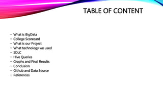 Big Data Project using HIVE - college scorecard | PPT