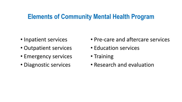 Community Mental Health Program (CMHP) | PPTX | Physical Therapy | Wellness