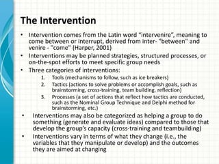Group facilitation: A framework for diagnosing, implementing and ...