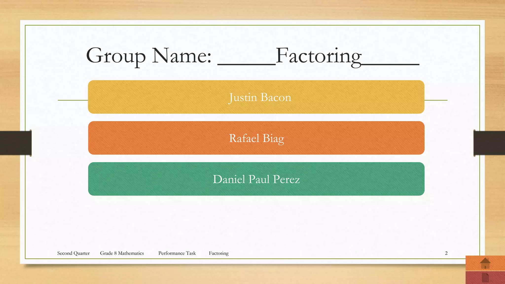Second Quarter Group F Math Peta - Factoring (GCMF, DTS, STC, DTC, PST ...