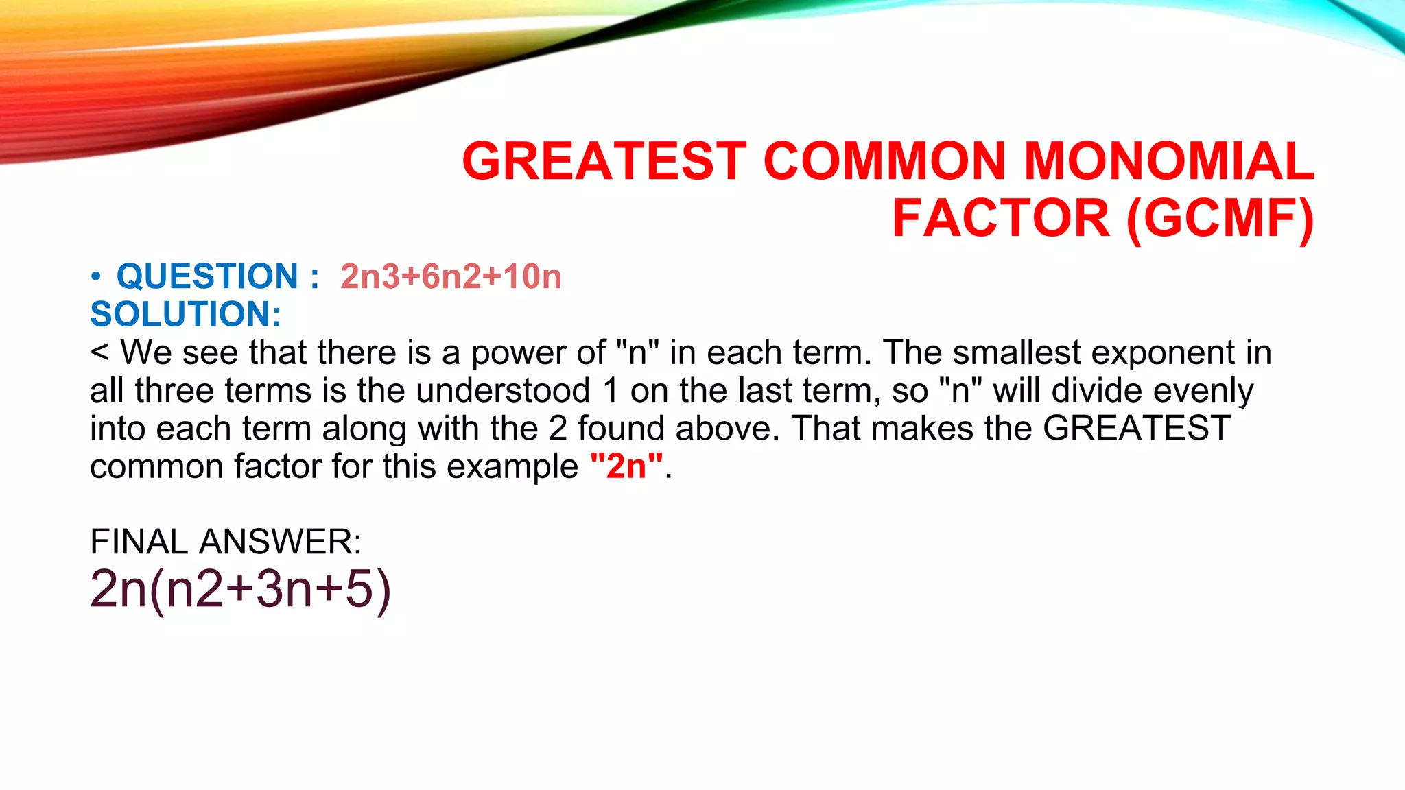 Second Quarter Group F Math Peta - Factoring (GCMF, DTS, STC, DTC, PST ...