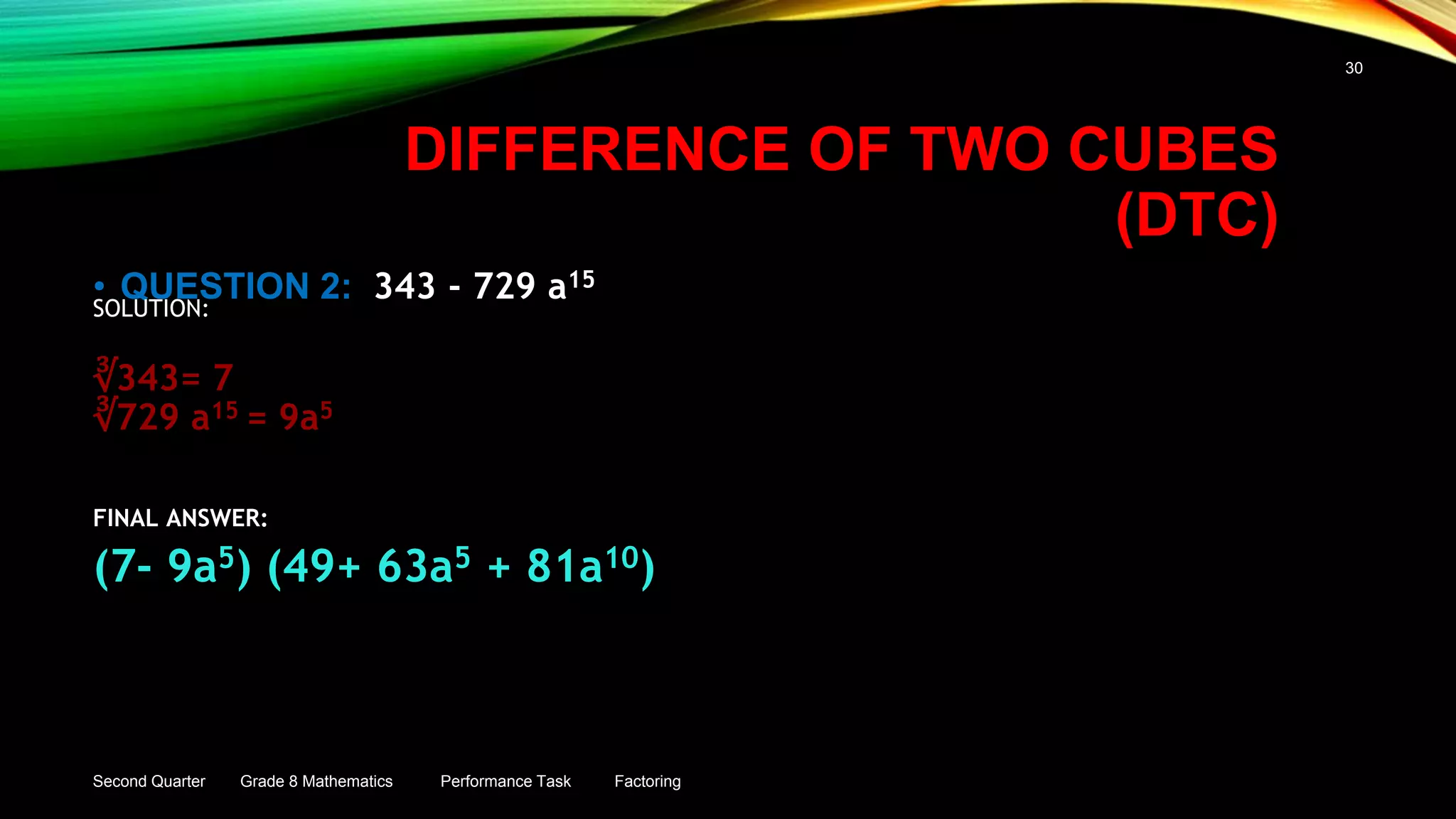 Second Quarter Group F Math Peta - Factoring (GCMF, DTS, STC, DTC, PST ...
