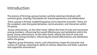 Group formation, Group Norms, Group Cohesiveness.pptx