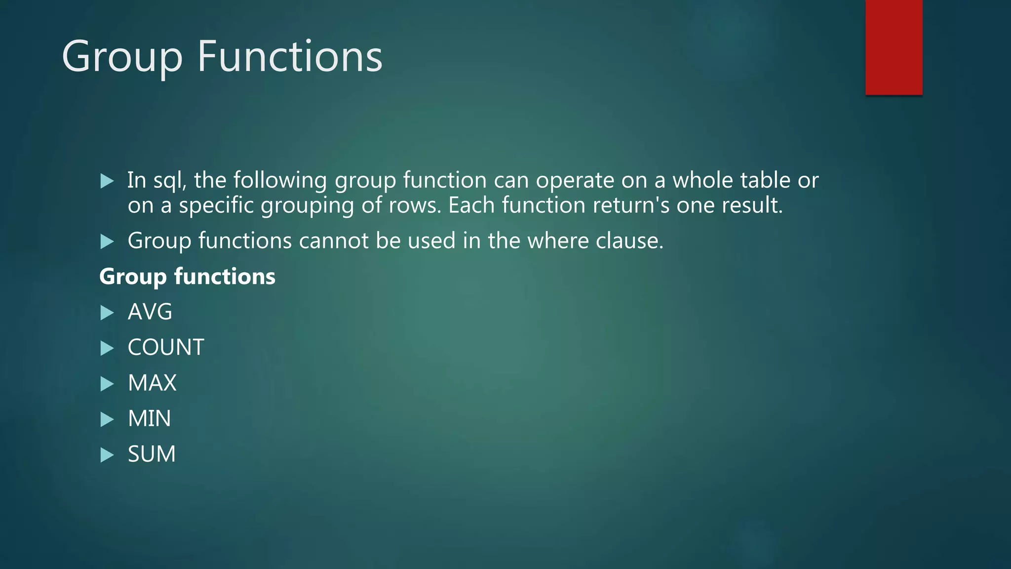 Group functions | PPTX