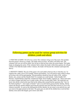 Group games | PDF
