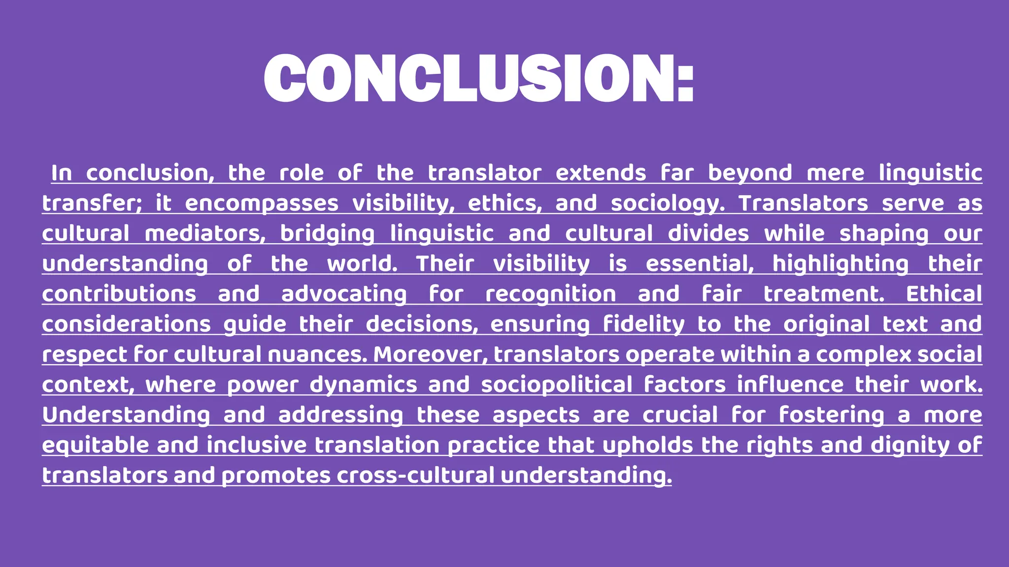 THE ROLE OF TRANSLATOR: visibility, ethics and sociology | PPTX