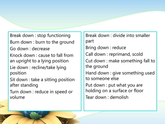 Phrasal Verb With Preposition "Down" | PPTX