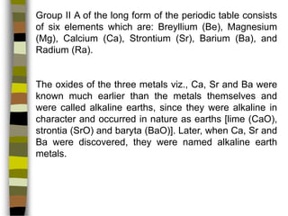 Chemistry of Alkaline Earth Metals MANIK | PPTX