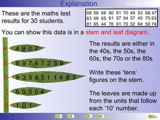 Grouping data stem and leaf diagrams | PPT