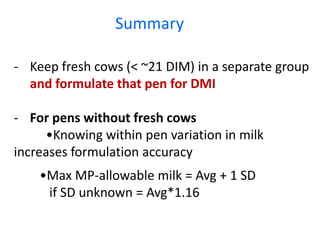 Formulating Diets for Groups of Lactating Cows | PPTX