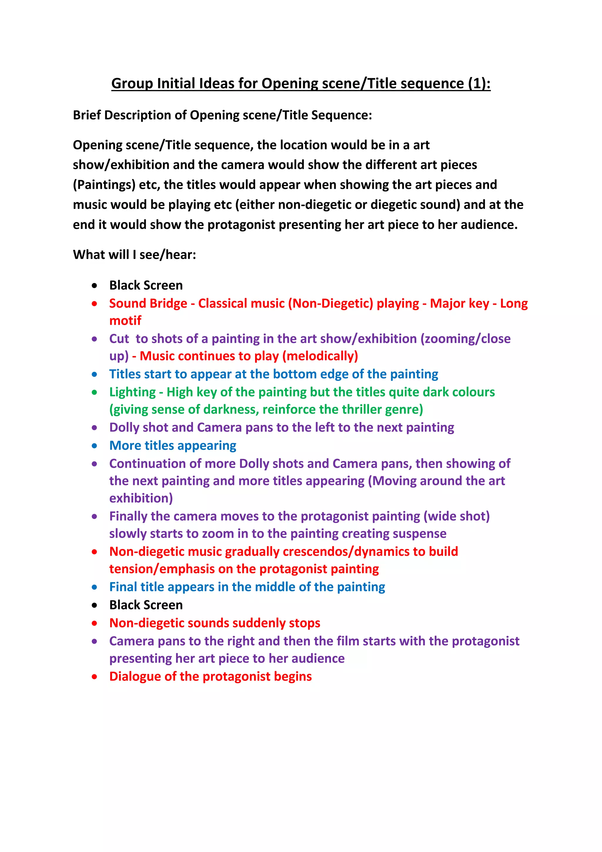 Jushna Group initial ideas for opening scene & title sequence (1) | PDF