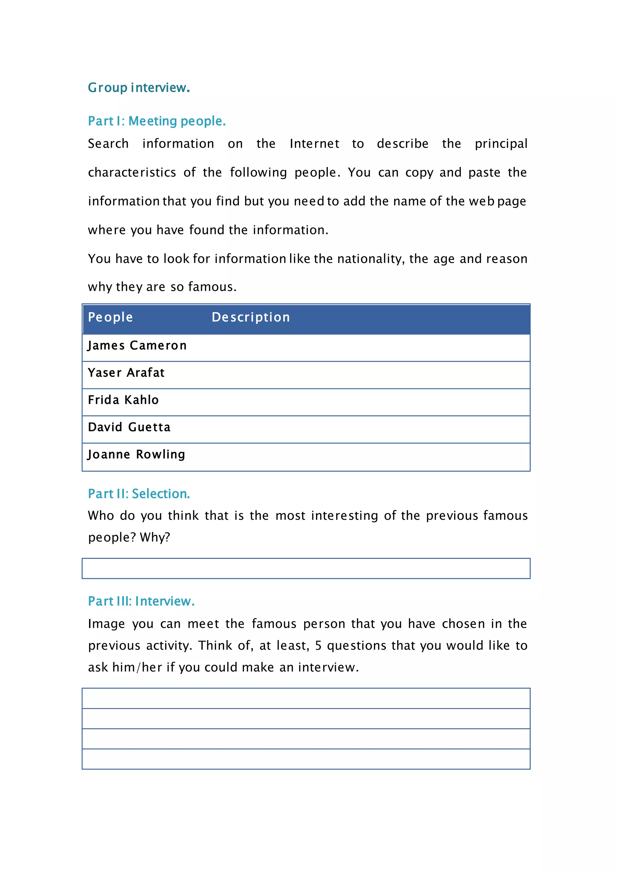 Group interview | DOCX