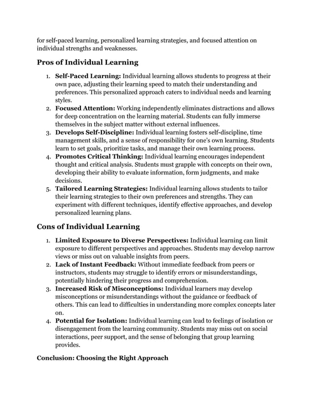 Group Learning versus Individual Learning Pros and Cons.pdf ...