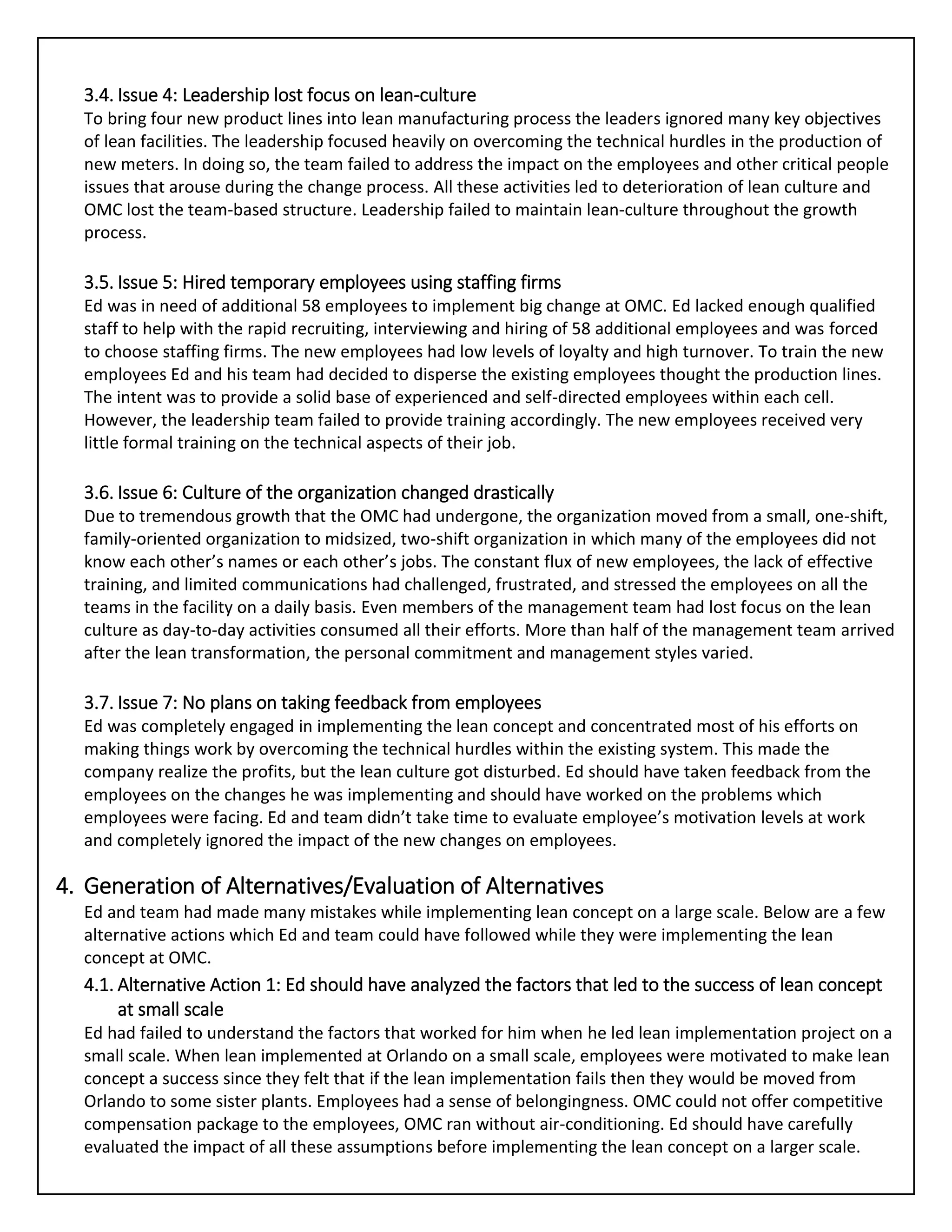Major case analysis: Lean Initiatives and Growth at Orlando Metering ...