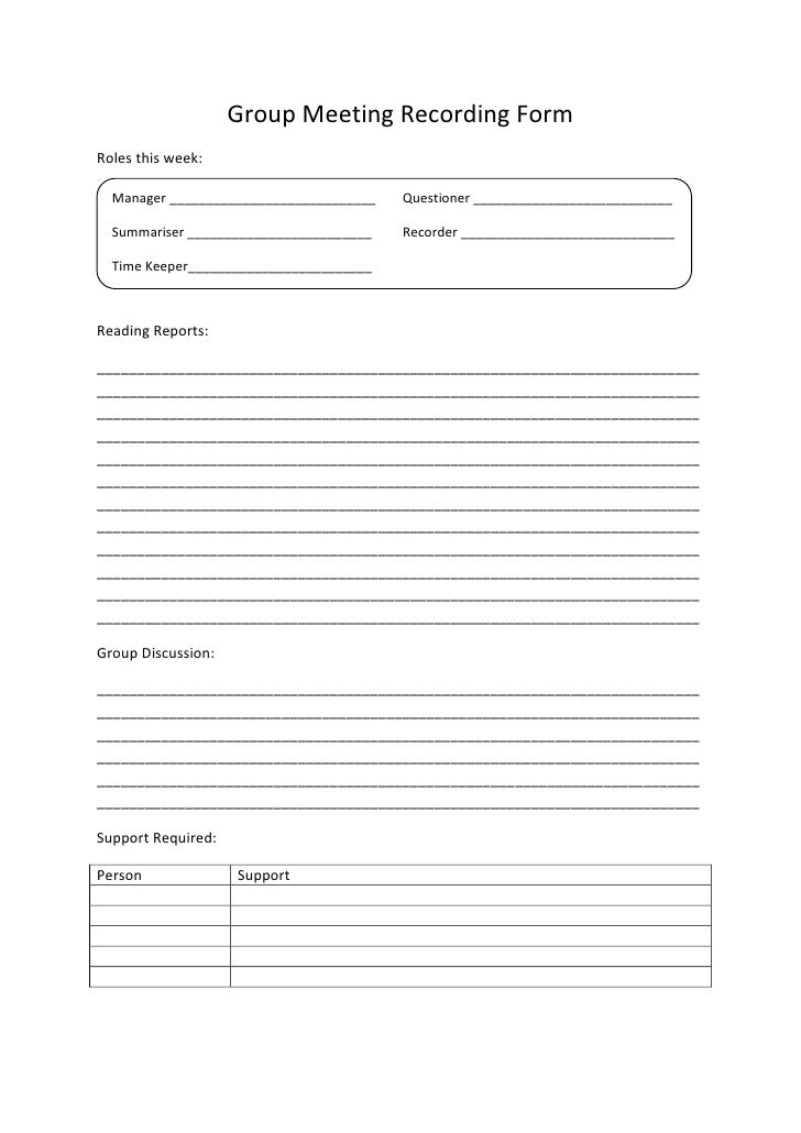 Group Meeting Recording Form