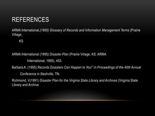DISASTER RECOVERY IN RECORD MANAGEMENT PROGRAM | PPTX