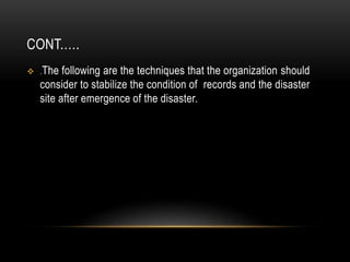 DISASTER RECOVERY IN RECORD MANAGEMENT PROGRAM | PPTX