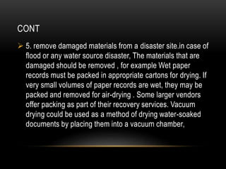 DISASTER RECOVERY IN RECORD MANAGEMENT PROGRAM | PPTX