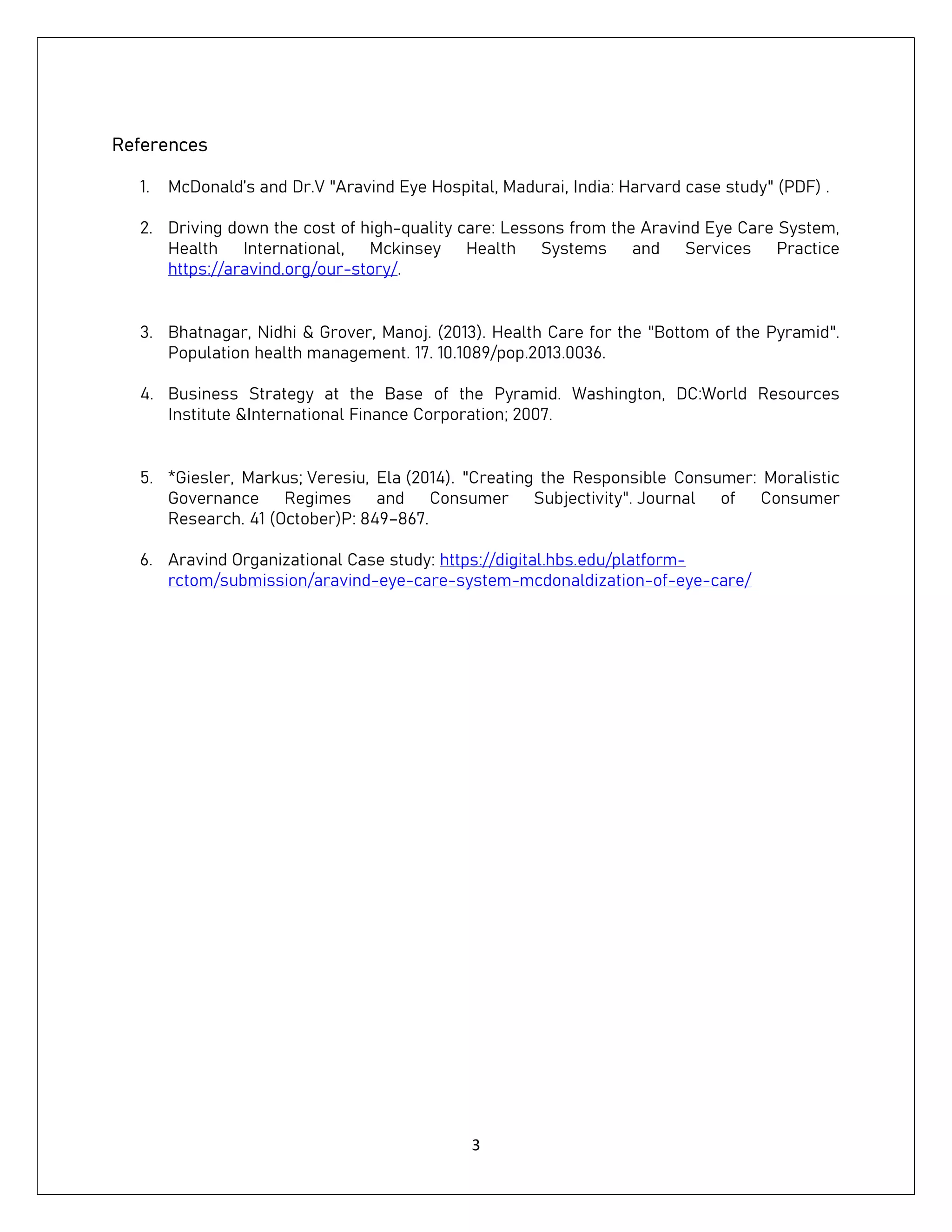 Aravind eye hospital case analysis | PDF