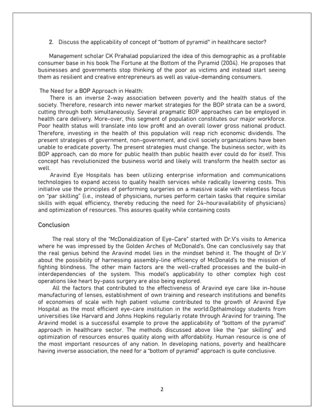 Aravind eye hospital case analysis | PDF | Eye and Vision Conditions ...