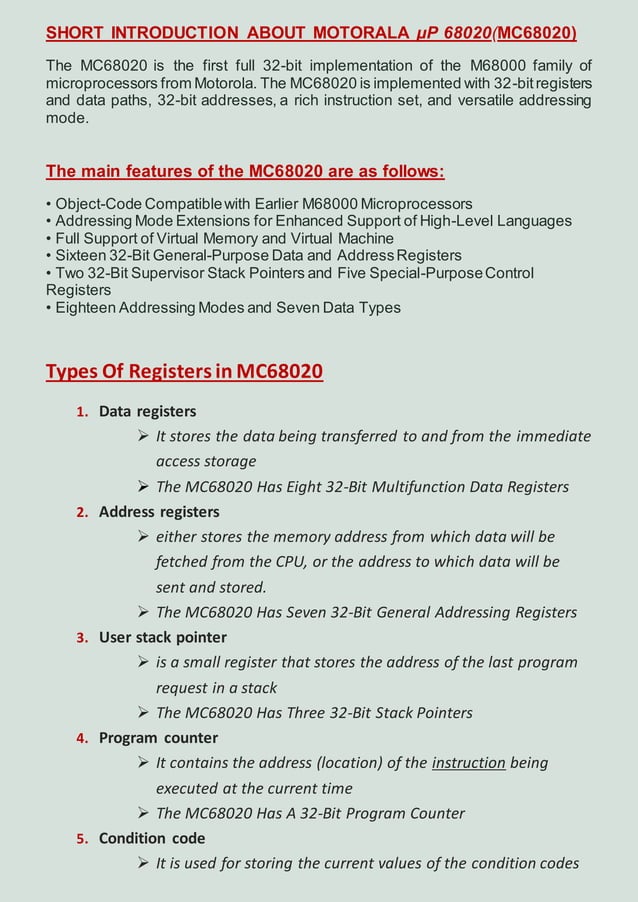 Microprocessor Motorola 68020 | PDF