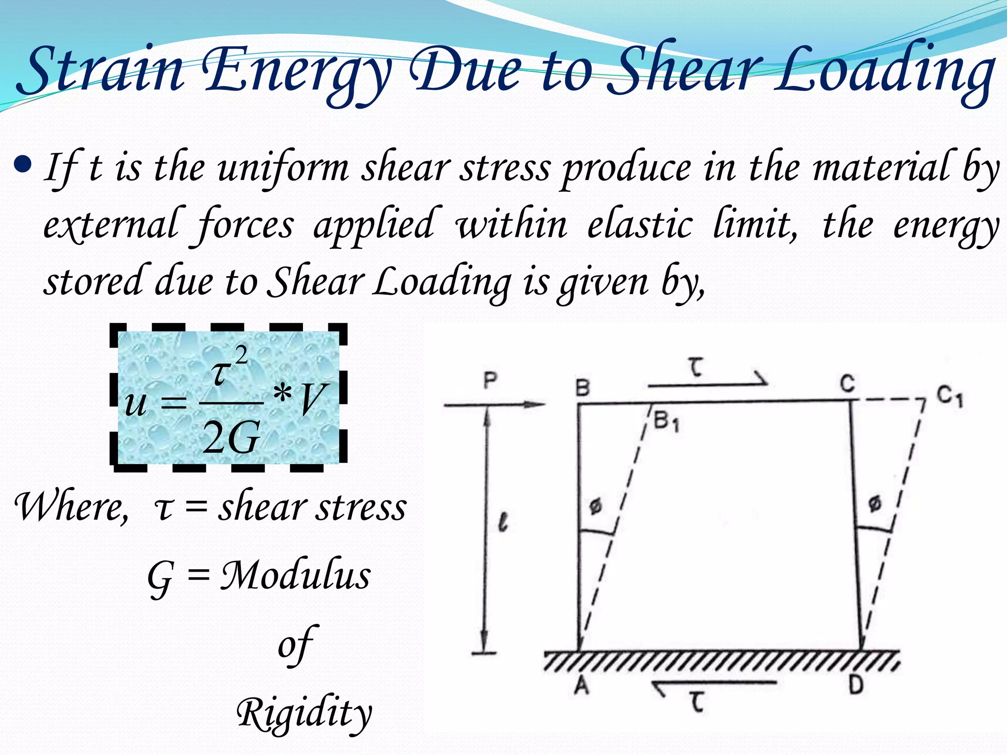 Study of Strain Energy due to Shear, Bending and Torsion | PPTX