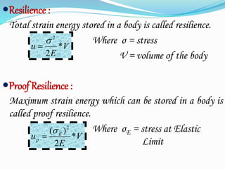 Study of Strain Energy due to Shear, Bending and Torsion | PPTX