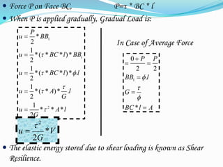 Study of Strain Energy due to Shear, Bending and Torsion | PPTX