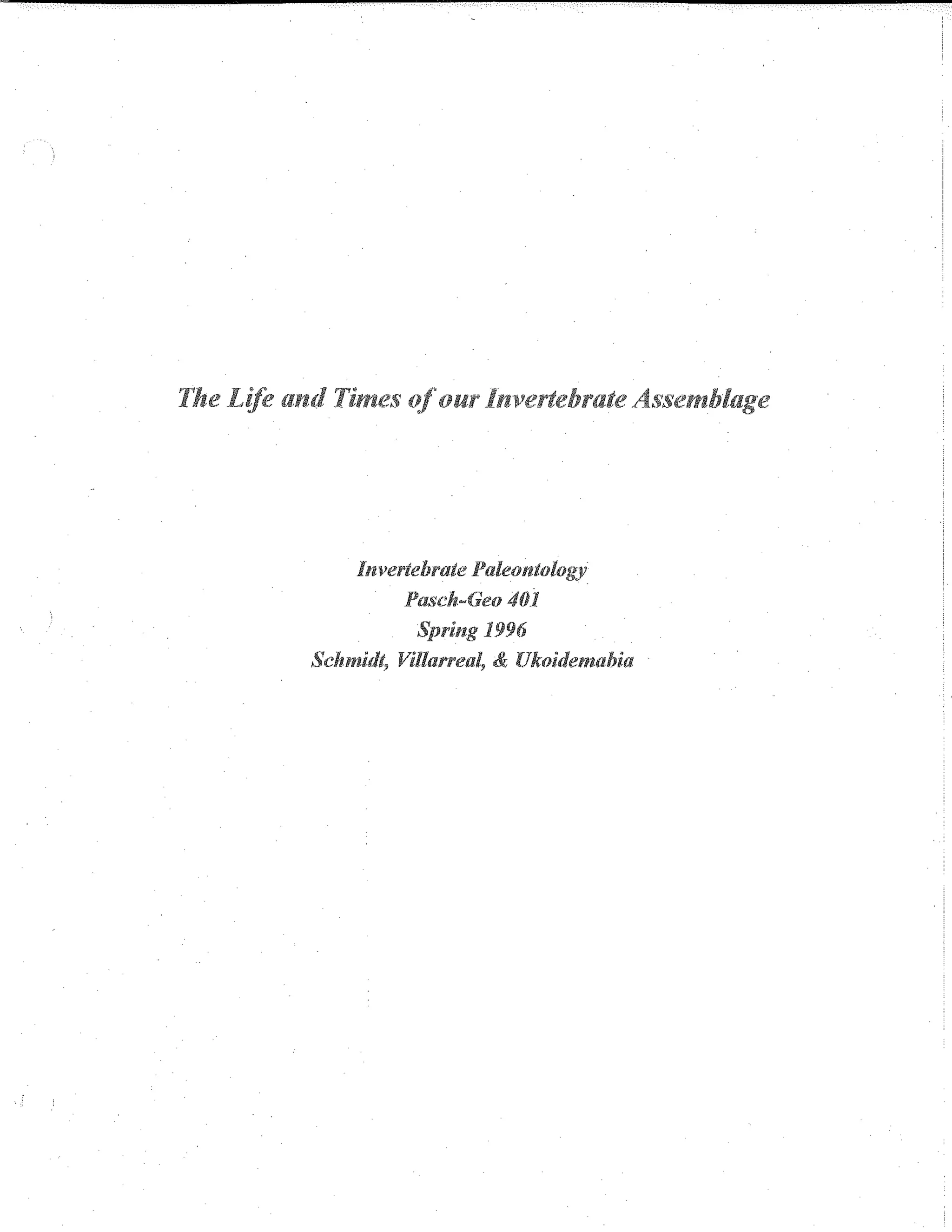 The Life and Times of our Invertebrate Assemblage-University of Alaska ...