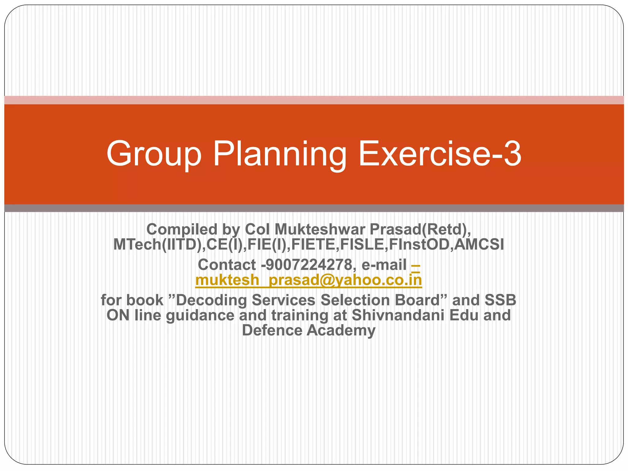 Group planning exercise 3 | PPTX