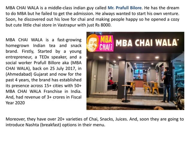 Group PPT on MBA Chai Wala by.pptx created by lalit | PPTX | Marketing and Advertising | Business