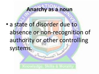 understanding for anarchy | PPT