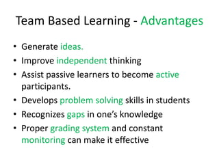 Group presentation on Learning Communities and Team Based Learning | PPTX