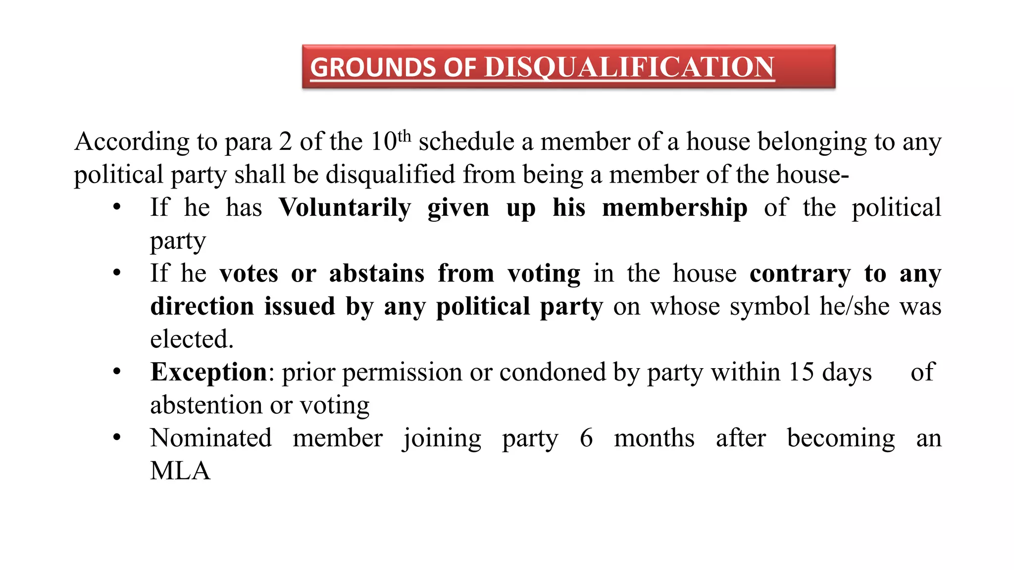Disqualification of MP & MLA | PPTX