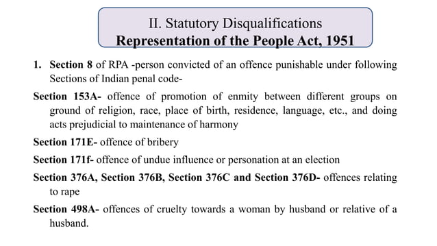 Disqualification of MP & MLA | PPTX