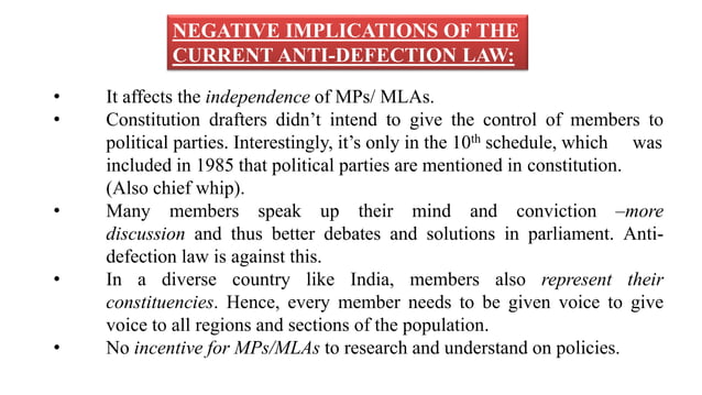 Disqualification of MP & MLA | PPTX